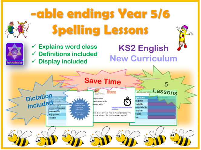 -able Endings Spelling Lessons | Teaching Resources