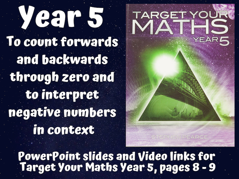 To count forwards and backwards through zero and to interpret negative numbers in context ...