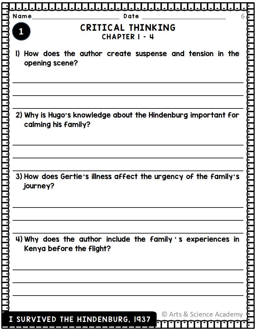 I SURVIVED THE HINDENBURG, 1937 Novel Study Comprehension, Critical ...