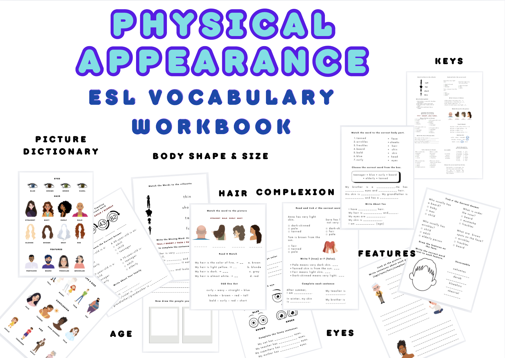 Physical Appearance ESL Workbook | Hair, Eyes, Age & Features ...