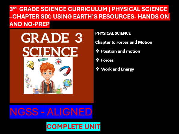Grade 3 Science Curriculum Physical Science -FORCES AND MOTION | NGSS ...