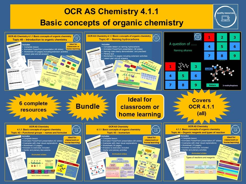 Basic Concepts Of Organic Chemistry OCR AS Chemistry Teaching Resources