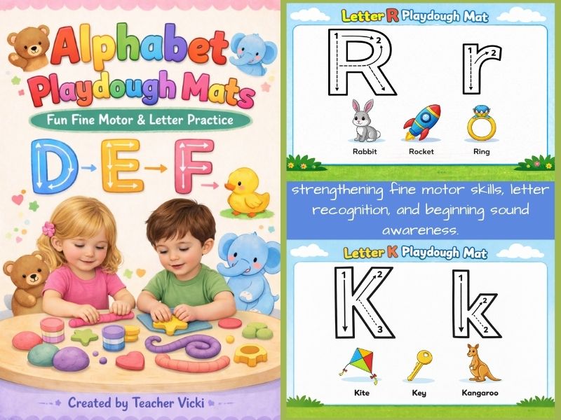 Alphabet Playdough Mats | Uppercase & Lowercase Letter Formation | Fine ...