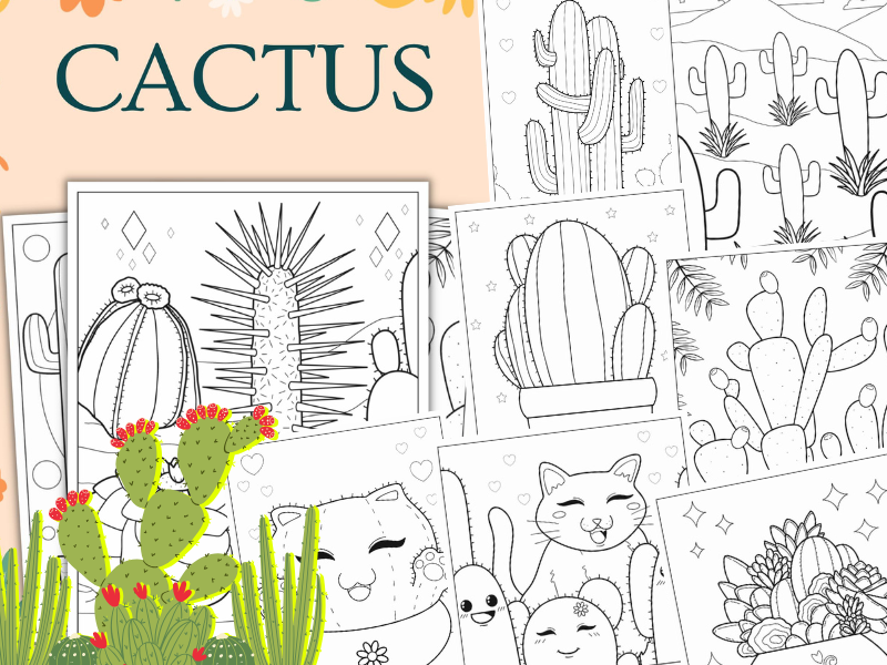 Colorful Cactus Crew: Printable Coloring Pages with Desert Vibes ...