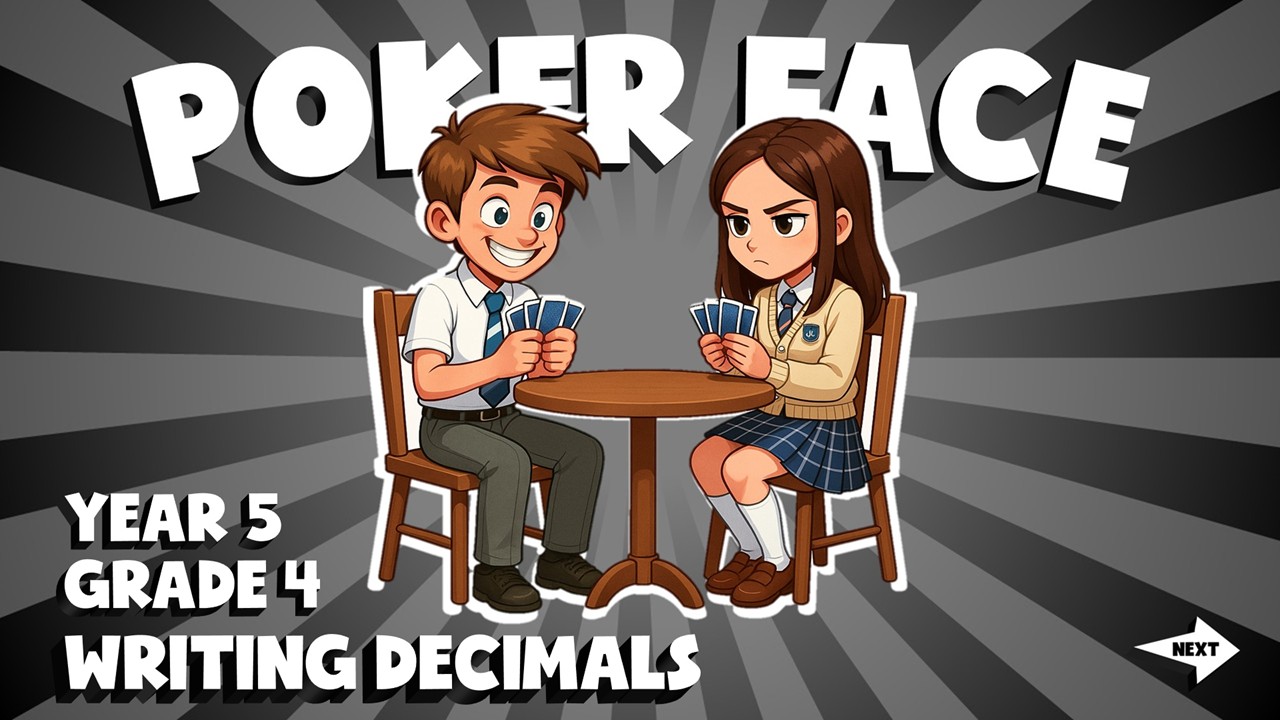 Writing Decimals POKER FACE Maths Game | No-Prep Year 5 Review Activity ...
