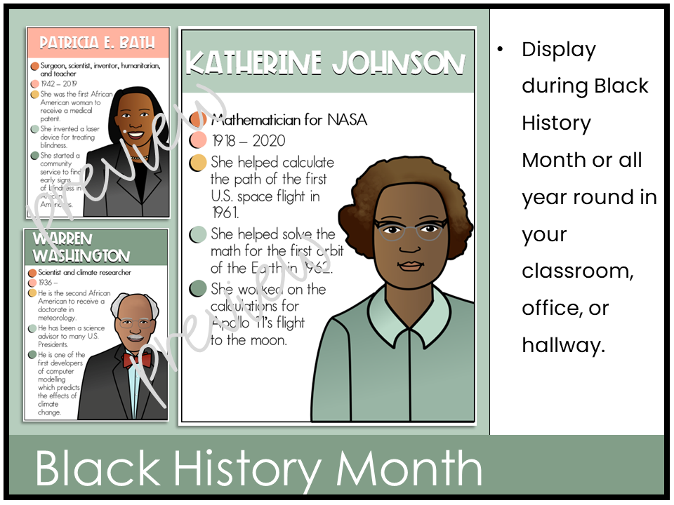 Black History Month Posters STEM Careers African Americans Scientists ...