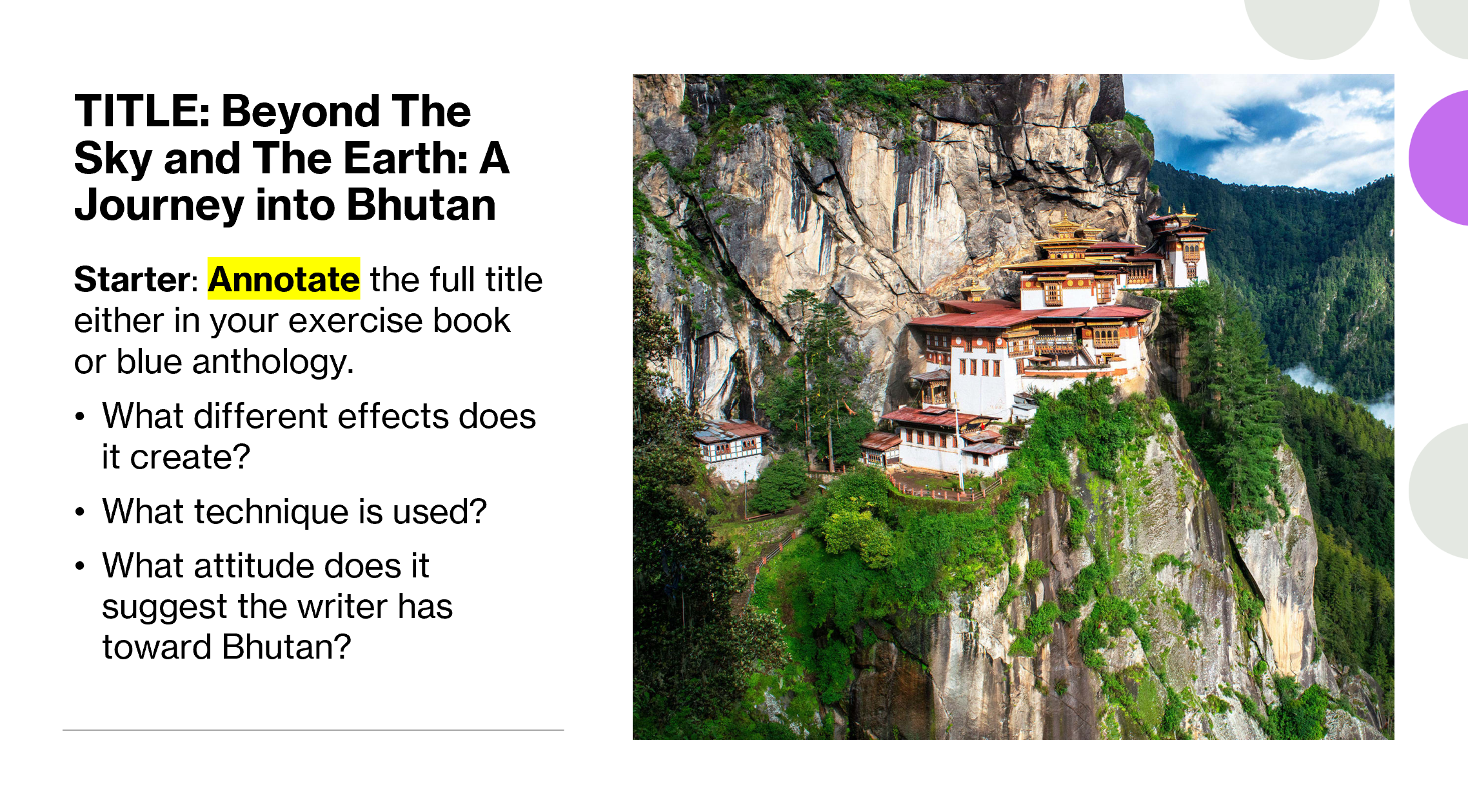 Beyond the Sky and the Earth: A Journey into Bhutan | Teaching Resources
