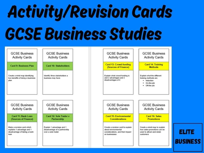 Activity Cards GCSE Business Studies | Teaching Resources