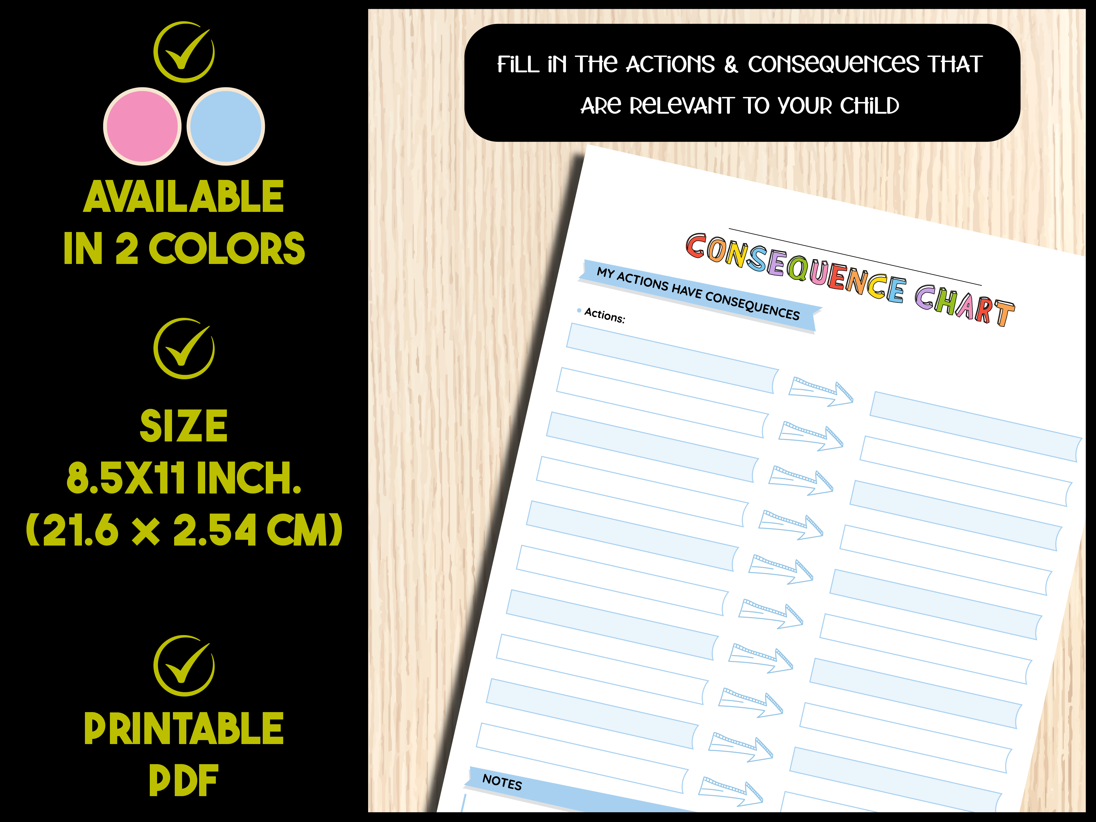 Consequence Chart For Kids | Behavior Chart | Consequences Of My ...