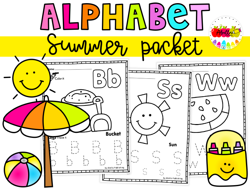 Summer Alphabet Tracing Pages | Preschool, Kindergarten Summer Packet ...