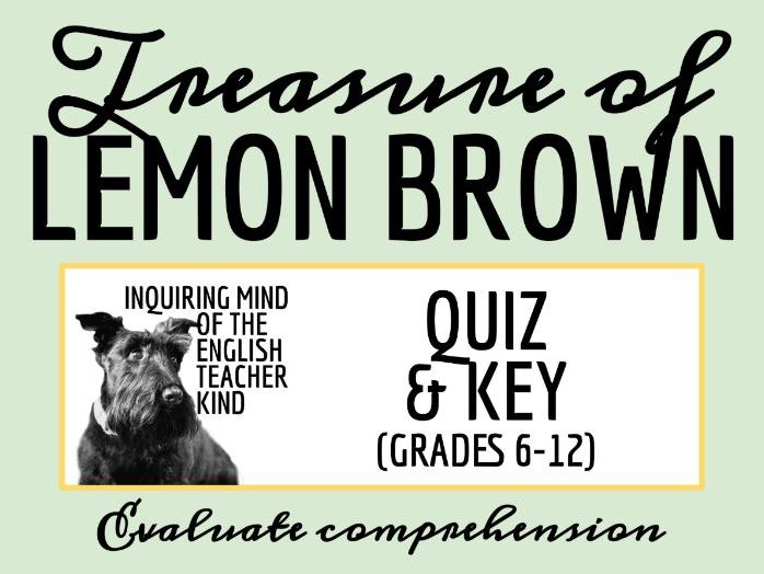 "The Treasure of Lemon Brown" by Walter Dean Myers Quiz, Analysis ...