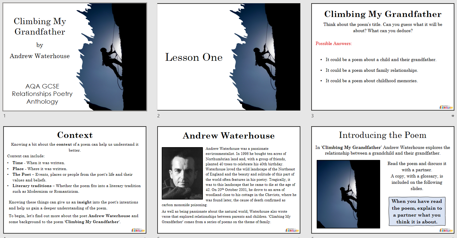 Climbing My Grandfather | Teaching Resources