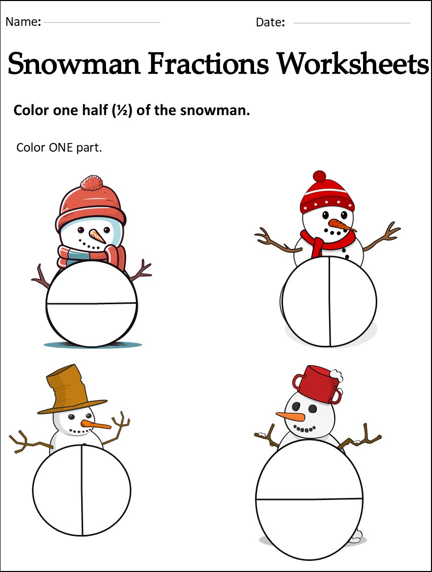 Winter Fractions Worksheets – Halves & Quarters (EYFS / Year 1 ...