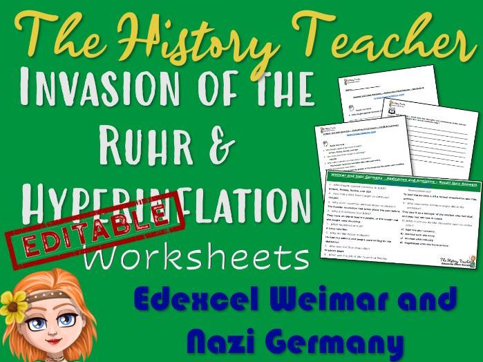 The Invasion of the Ruhr and Hyperinflation - Editable Worksheets ...