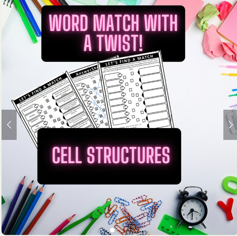 Mystery Word Match Cell Organelles | Teaching Resources
