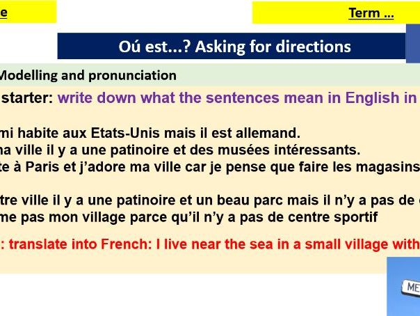 Basic directions and shops Key stage 3 following a Conti approach ...