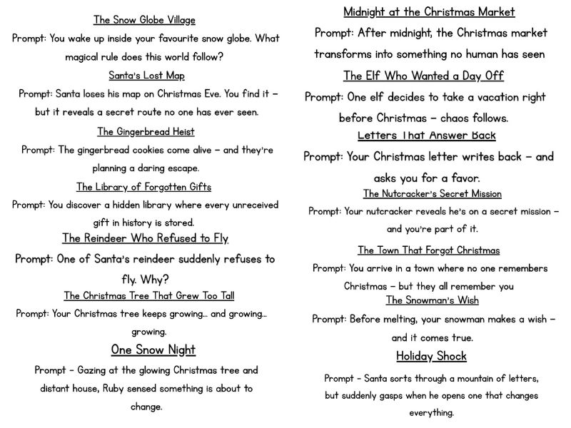 KS2 18 Illustrated Christmas Writing Prompts & story planning sheet ...