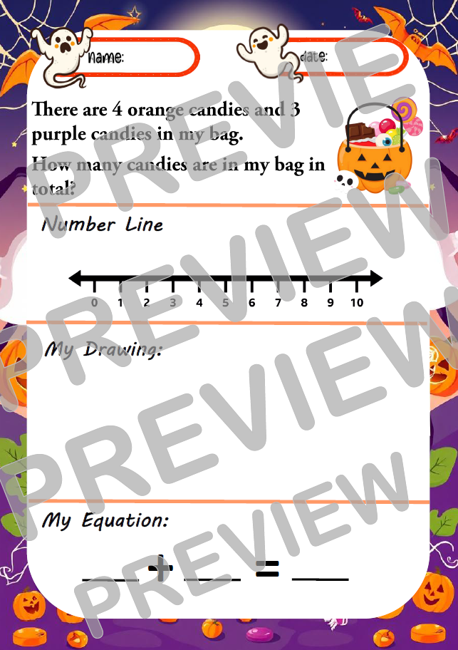 Halloween Math with Addition Subtraction Story Problems for EYFS ...