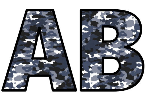 Arctic Black White Blue Camo Camouflage Lettering Set Display Title ...