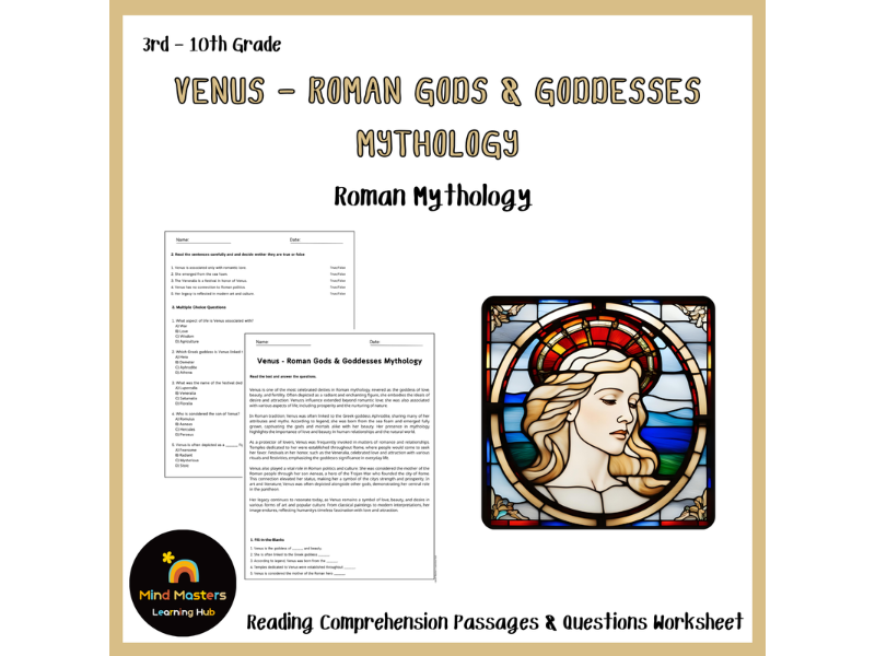 Venus - Roman Gods & Goddesses Mythology Reading Comprehension Passages ...