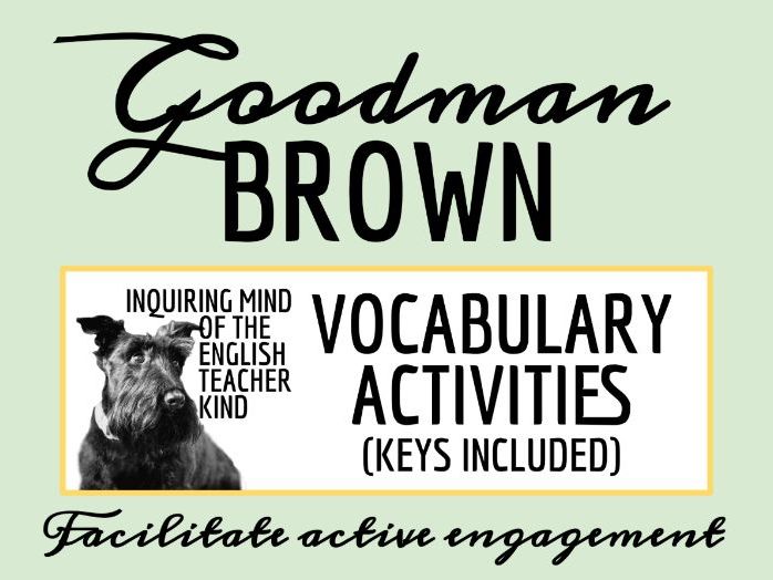 "Young Goodman Brown" Quiz, Vocabulary Games, and Close Reading ...