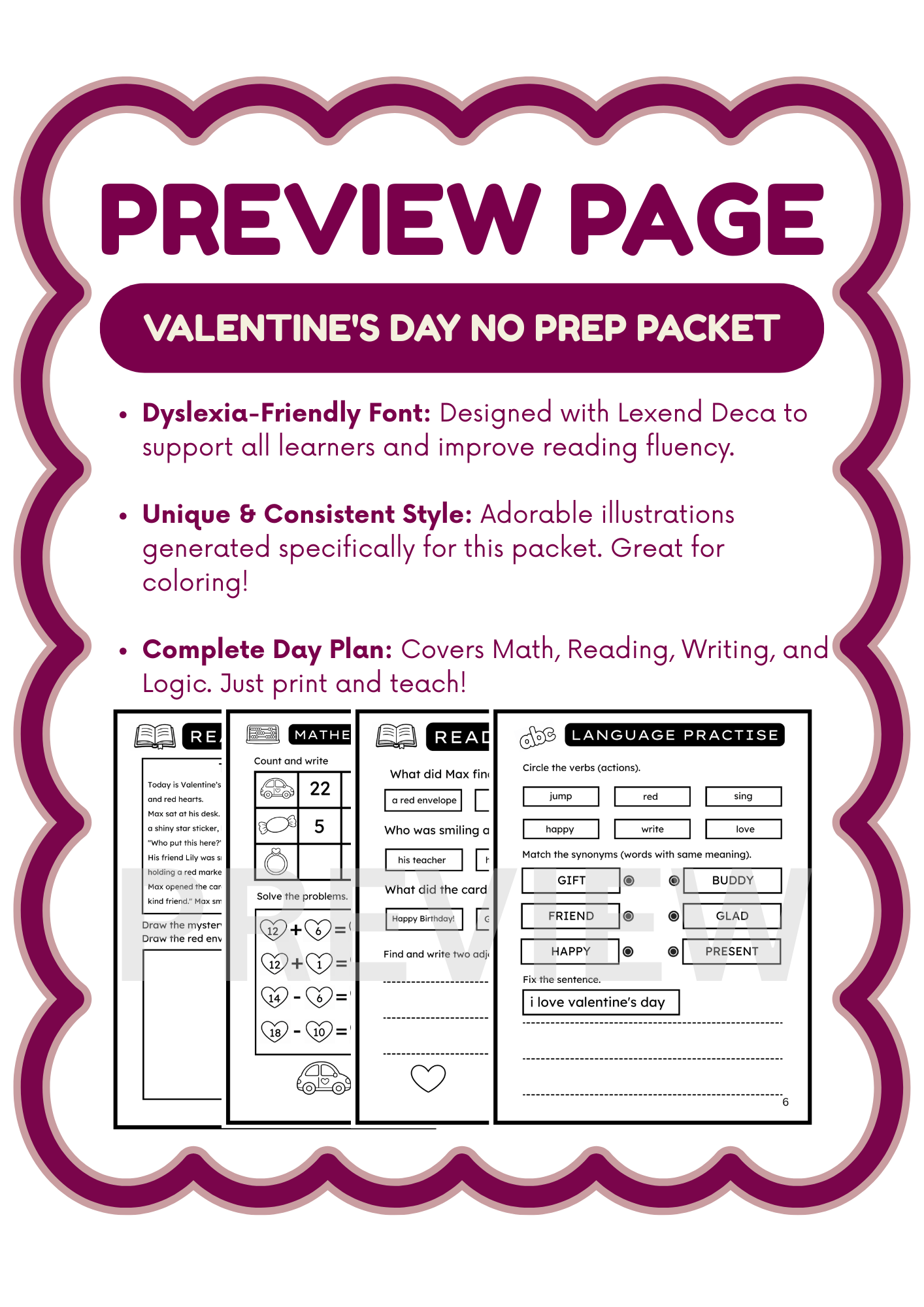 Valentine's Day No Prep Activities (2nd Grade) | Math, Reading, Writing ...