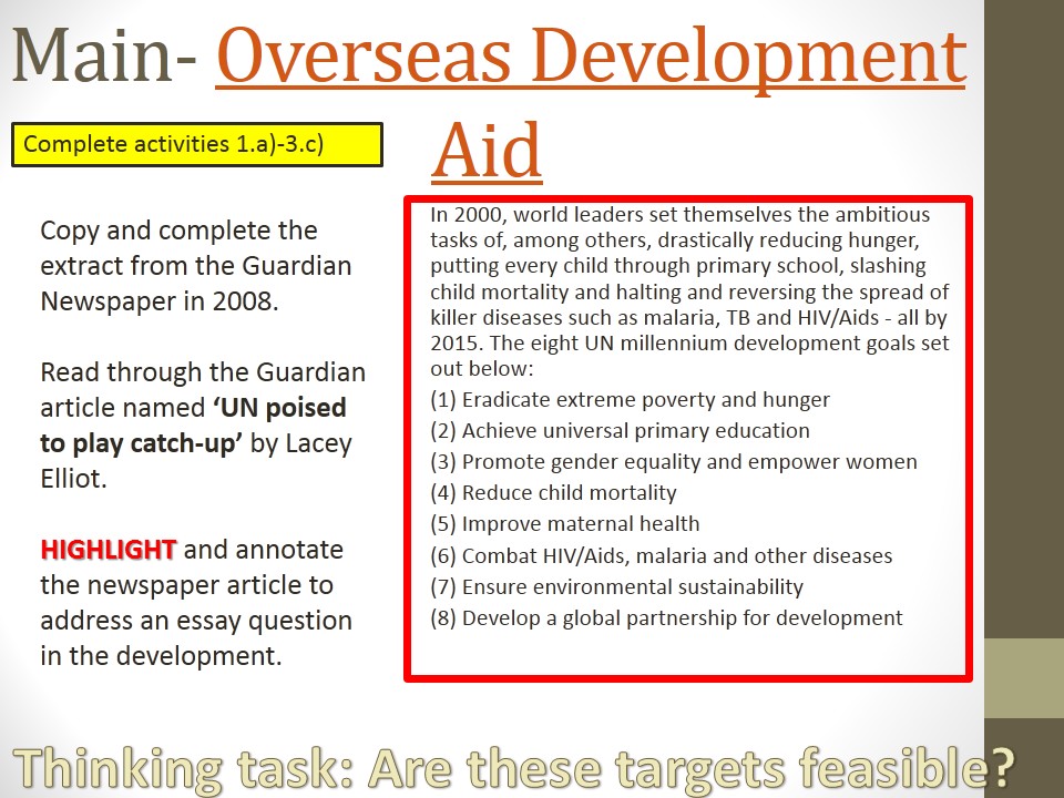 Secondary geography teaching resources: Development and urbanisation | TES