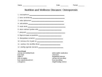 Nutrition and Wellness Diseases: Osteoporosis Word Scramble | Teaching ...