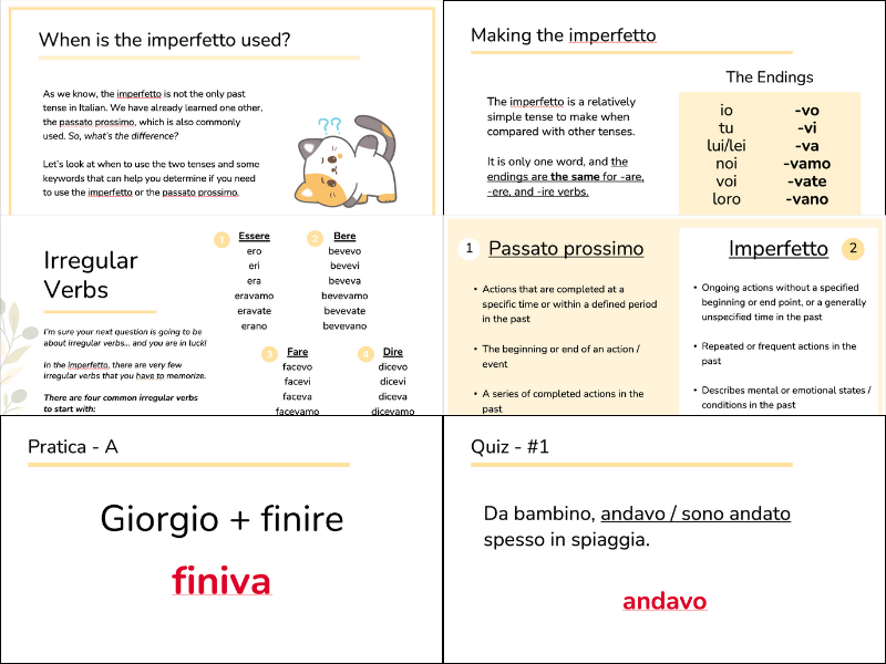 Italian Imperfetto Verbs - PPT Presentation - Conjugation, Practice ...