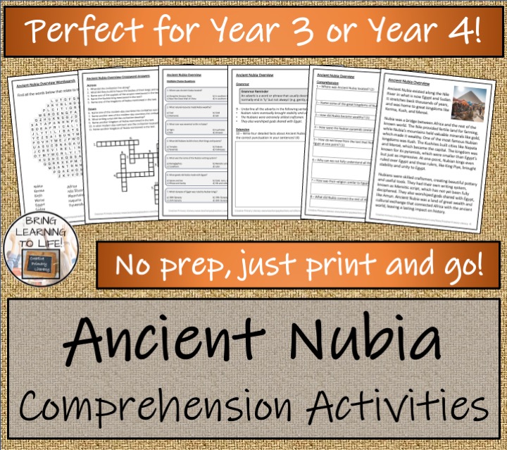 Ancient Nubia Reading Comprehension Activities | Year 3 or Year 4 ...