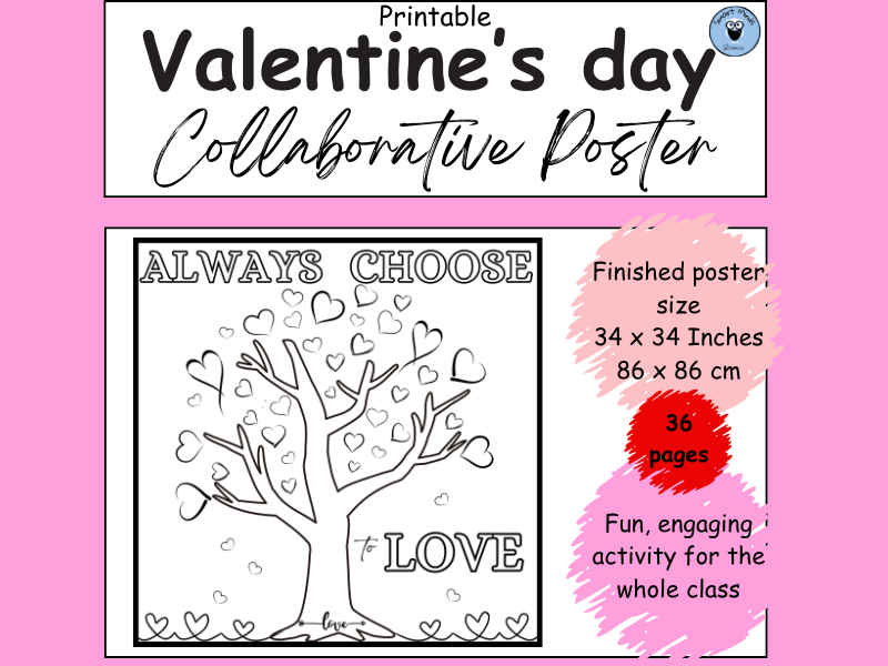 VALENTINES DAY COLLABORATIVE POSTER - CLASSROOM DISPLAY POSTER ...