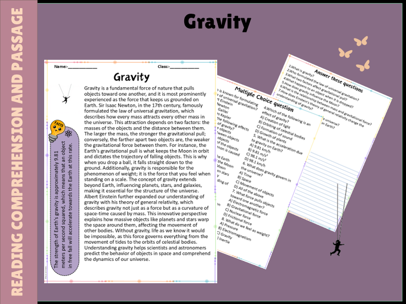 Understanding Gravity: Engaging Reading Passage with Thought-Provoking ...