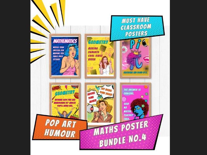 6 Funny Maths Posters Bundle 4 | Pop Art | KS3 KS4 Classroom Displays ...
