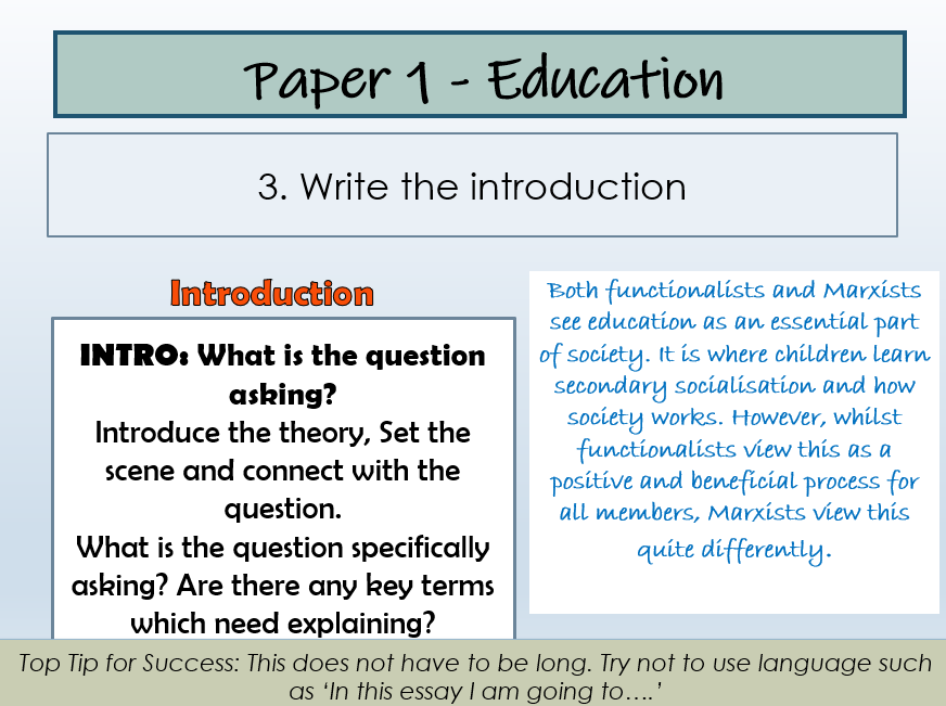 AQA A Level Sociology - Education - Role of Education - Exam Work ...