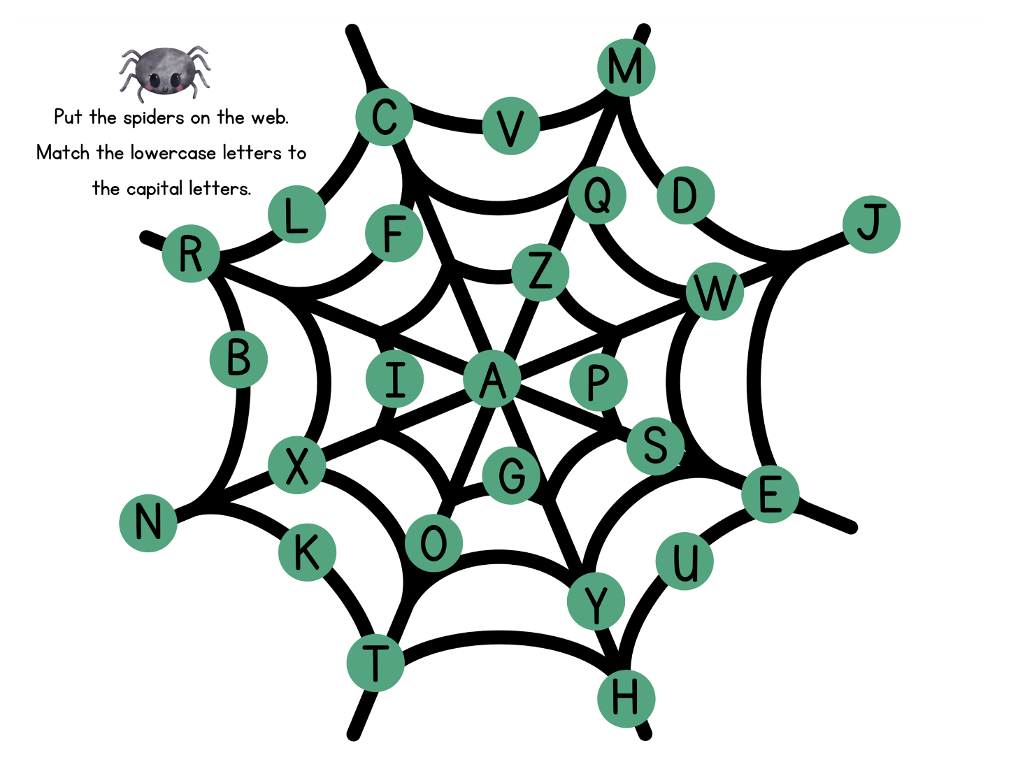 Spiderweb Uppercase and Lowercase Letter Matching Game | Teaching Resources