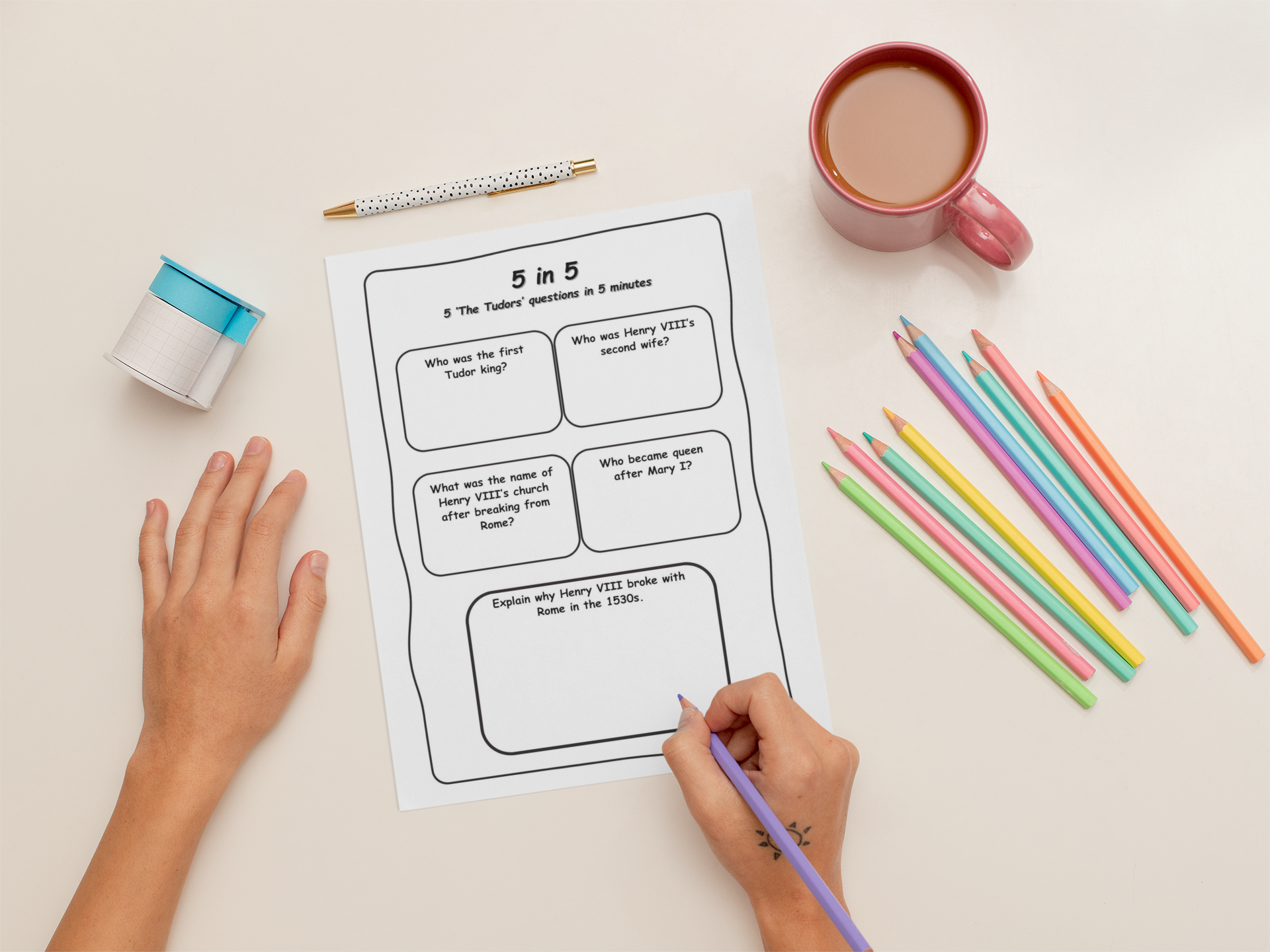 History The Tudors Starter Questions Worksheets PDF | Teaching Resources