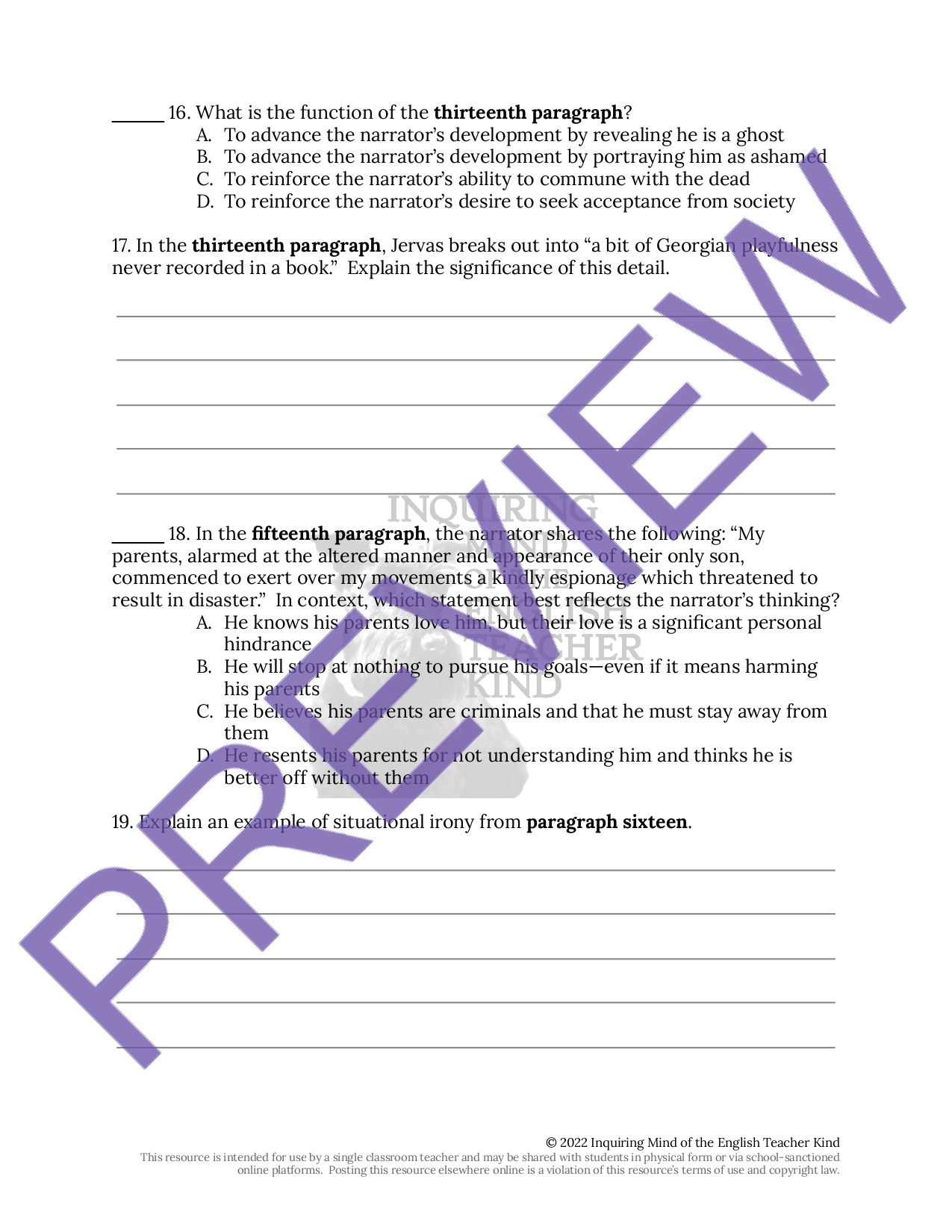 “The Tomb” by H.P. Lovecraft Close Reading Analysis Worksheet ...