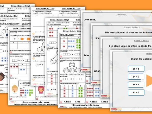 Year 4 Divide 3 Digits By 1 Digit Spring Block 1 Step 10 Maths Lesson 