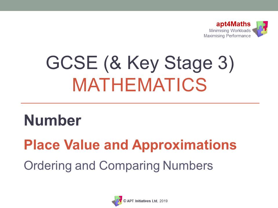 apt4Maths: ORDER and COMPARE NUMBERS PowerPoint for GCSE Maths (Place ...