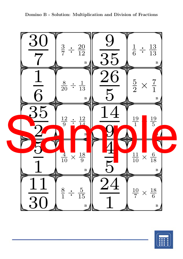 Domino | Multiplication and Division of Fractions | Math Activity ...