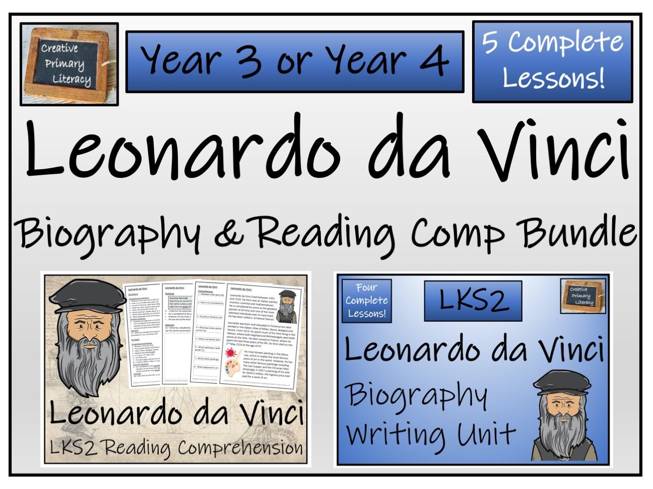 LKS2 Leonardo da Vinci Reading Comprehension & Biography Bundle ...