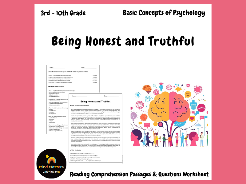 Being Honest and Truthful Reading Comprehension Passages & Questions ...