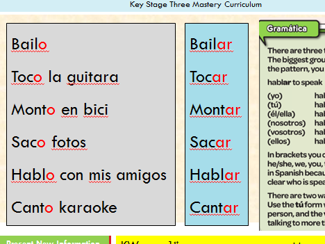 Y7 Spanish Viva 1 Module 2, Whole lesson on using 1st person -ar verbs ...