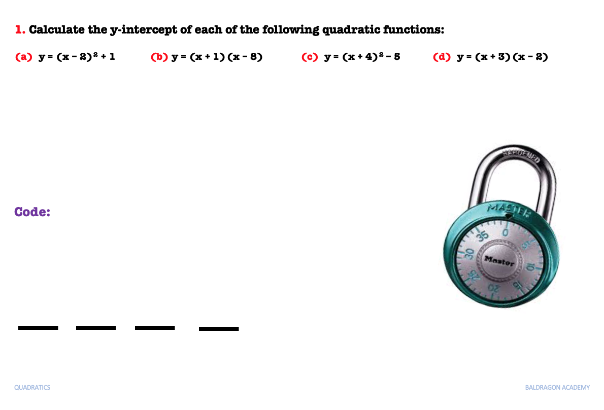 Quadratics Code Breaker Teaching Resources Quadratics Code Breaker Teaching Resources