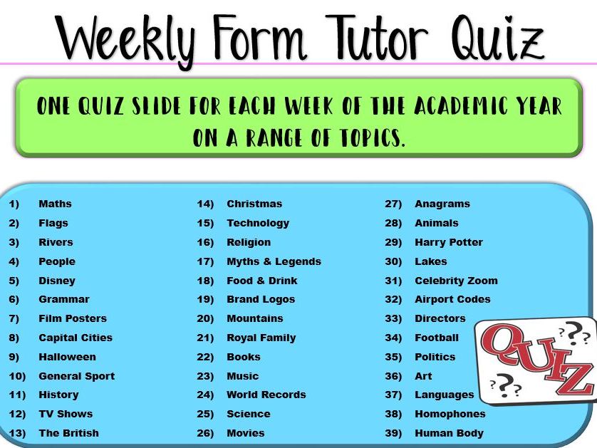 Form Tutor Quiz | Teaching Resources