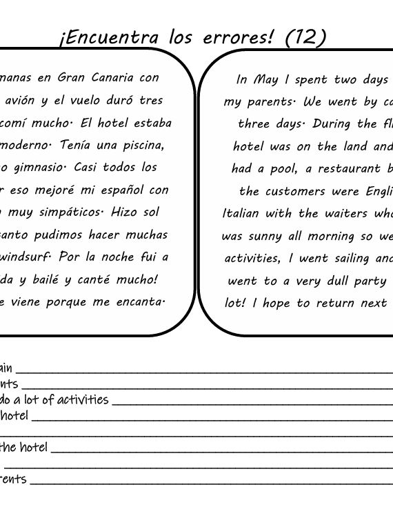 Spot the differences - find the mistakes - las vacaciones - holidays ...