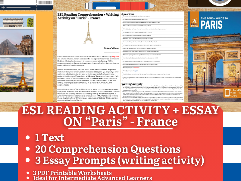 ESL Reading Comprehension + Writing Activity - Paris - France - Europe ...