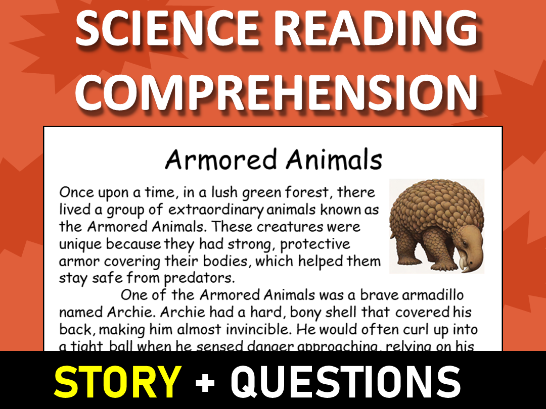 Armored Animals Reading Science Story Comprehension Questions Worksheet ...