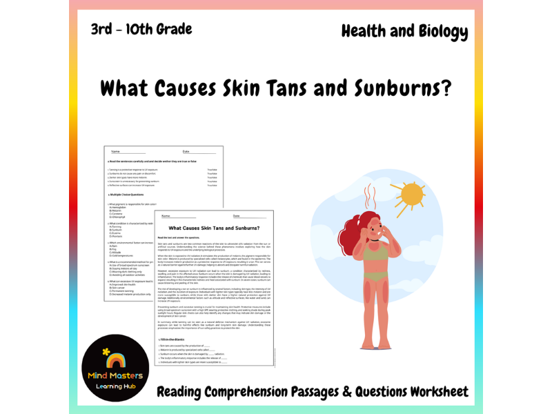 What Causes Skin Tans and Sunburns? Reading Comprehension Passages ...