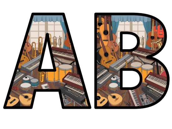 Musical Instruments Music Lettering Set Display Title Letters Numbers ...